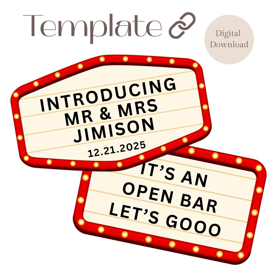 Wedding Entrance Bottle Service Sign Template - Etsy