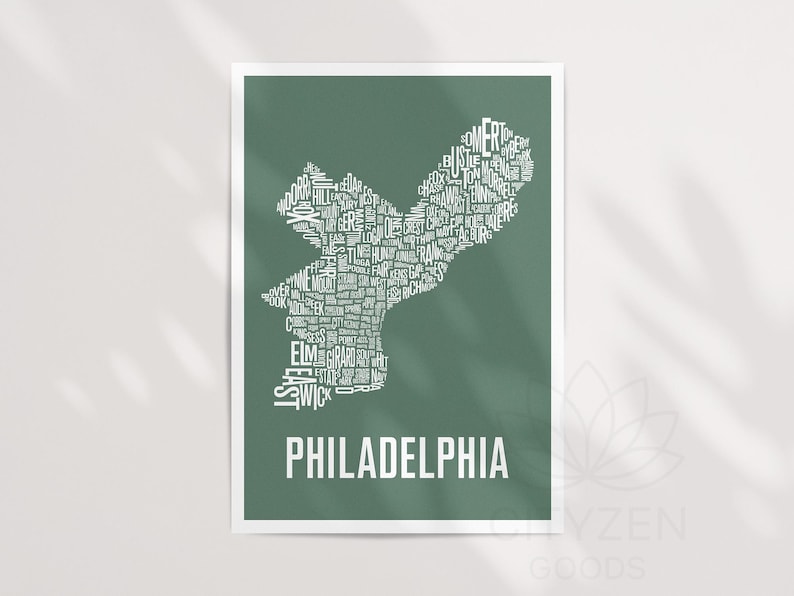 Philadelphia Neighborhood Typography Map Print: Home Decor Wall Art - Etsy