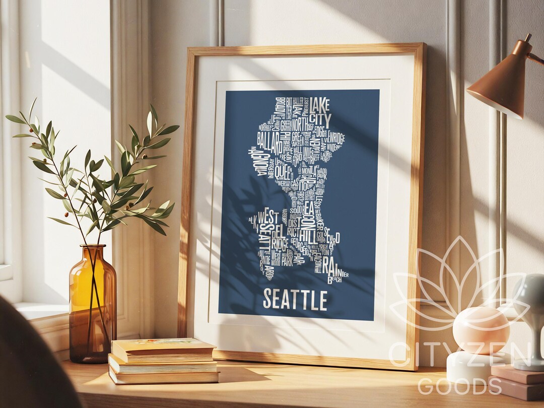 Seattle Neighborhood Typography Map Print: Home Decor Wall Art - Etsy