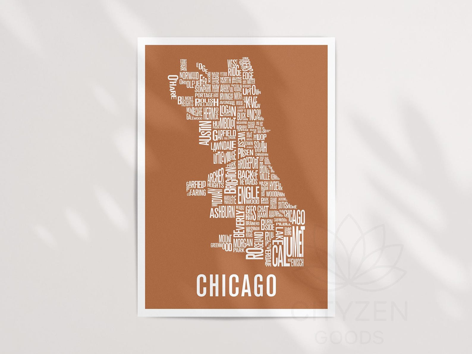 Chicago Neighborhood Typography Map Print: Home Decor Wall Art - Etsy