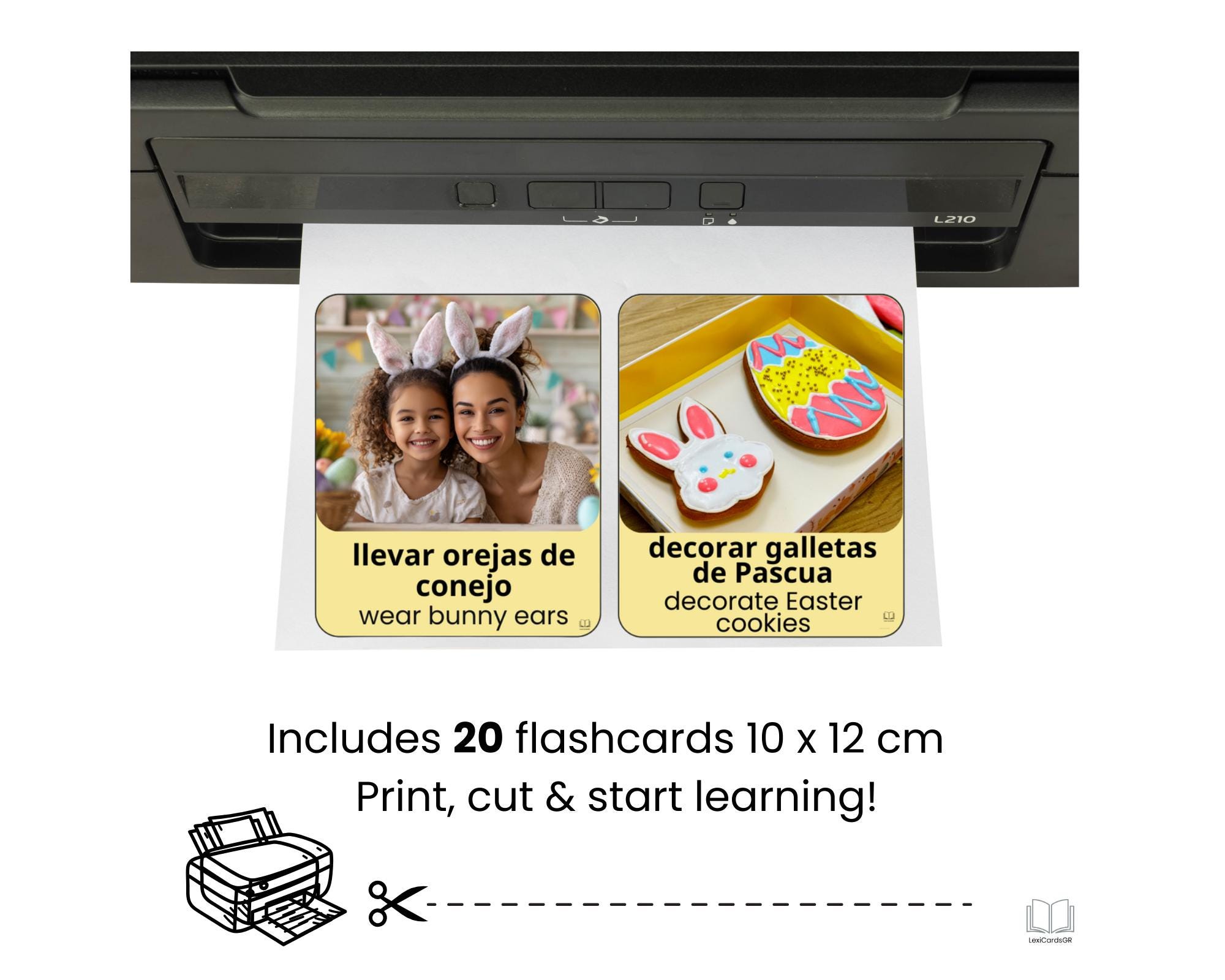 Easter Vocabulary Flashcards Spanish English, Bilingual Printable Cards ...