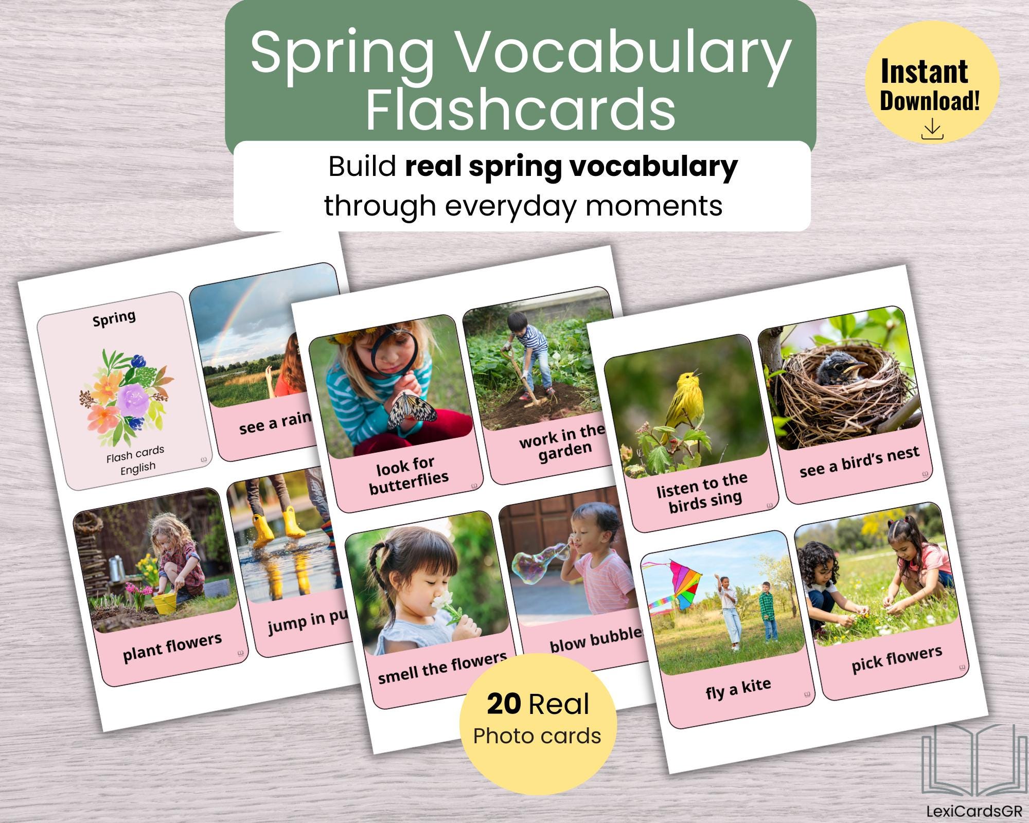 Spring Vocabulary English Printable, Toddler, Preschool, Montessori ...