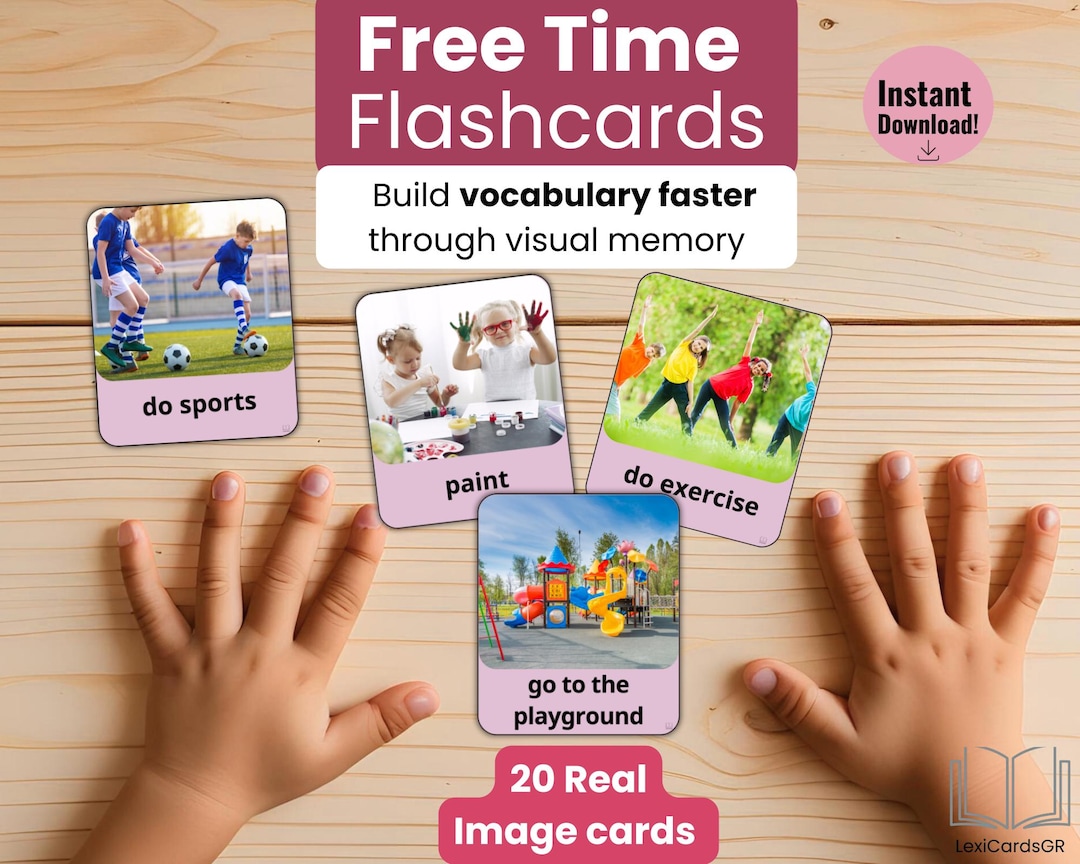 Free Time Vocabulary Flashcards | Real Photo English Learning Cards for ...