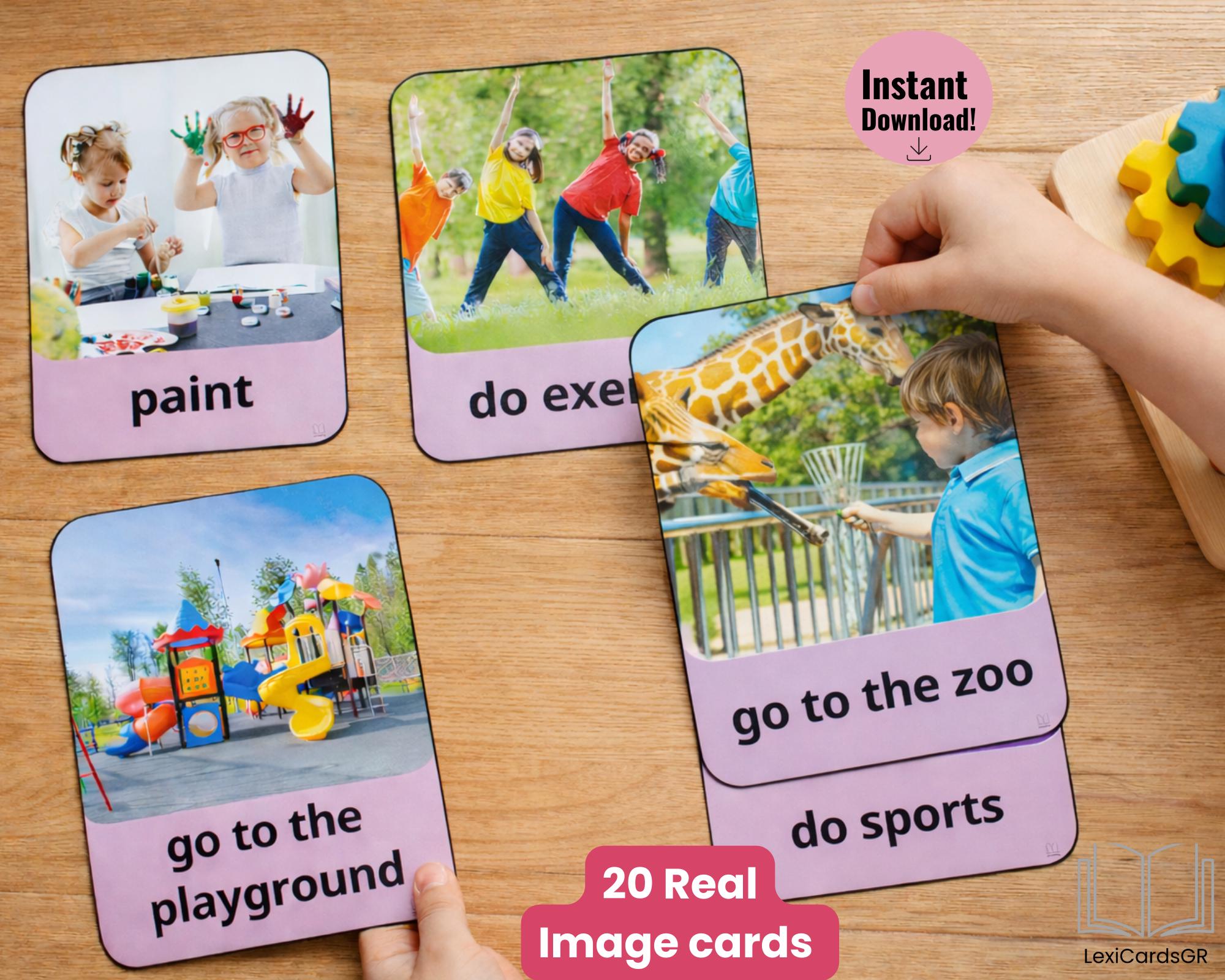 Free Time Vocabulary Flashcards | Real Photo English Learning Cards for ...
