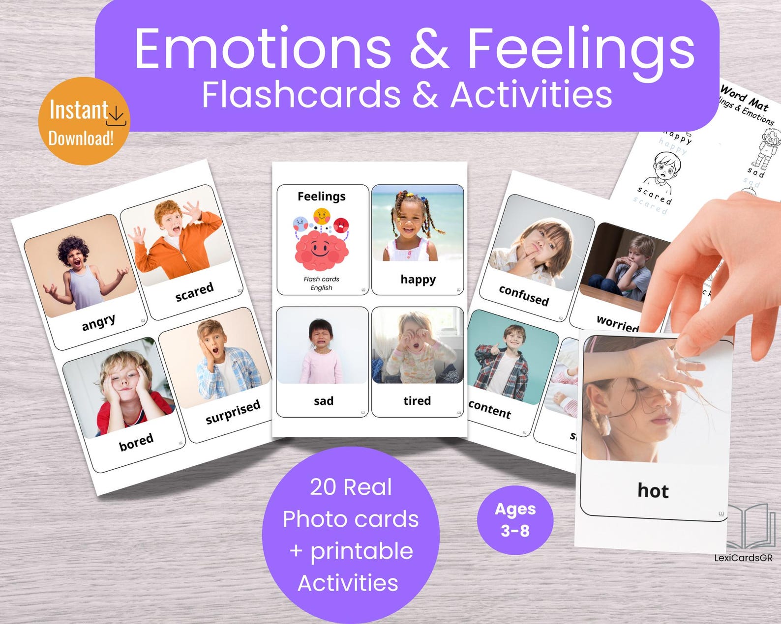 Emotions Flashcards for Kids: Montessori & ESL Learning (PDF Printables ...