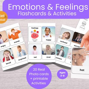 Emotions Flashcards for Kids: Montessori & ESL Learning (PDF Printables ...