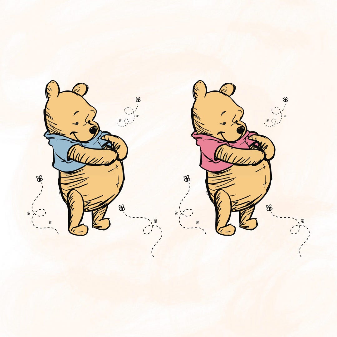 Classic Pregnant Winnie the Pooh PNG, Pooh With Pink Blue Girl Boy ...