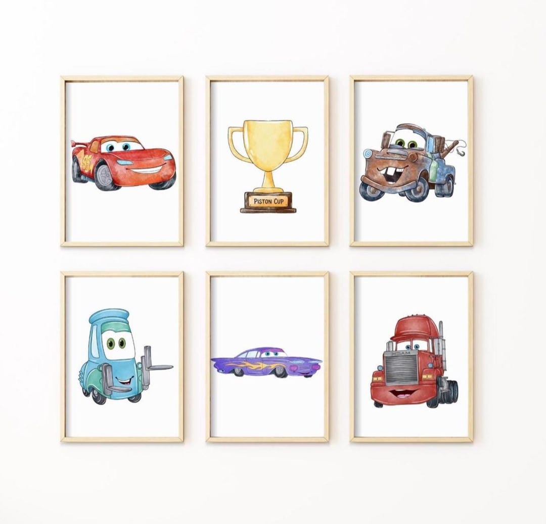 6 Lightning Mcqueen Cars Movie Poster Prints, Wall Art Decor, Nursery ...