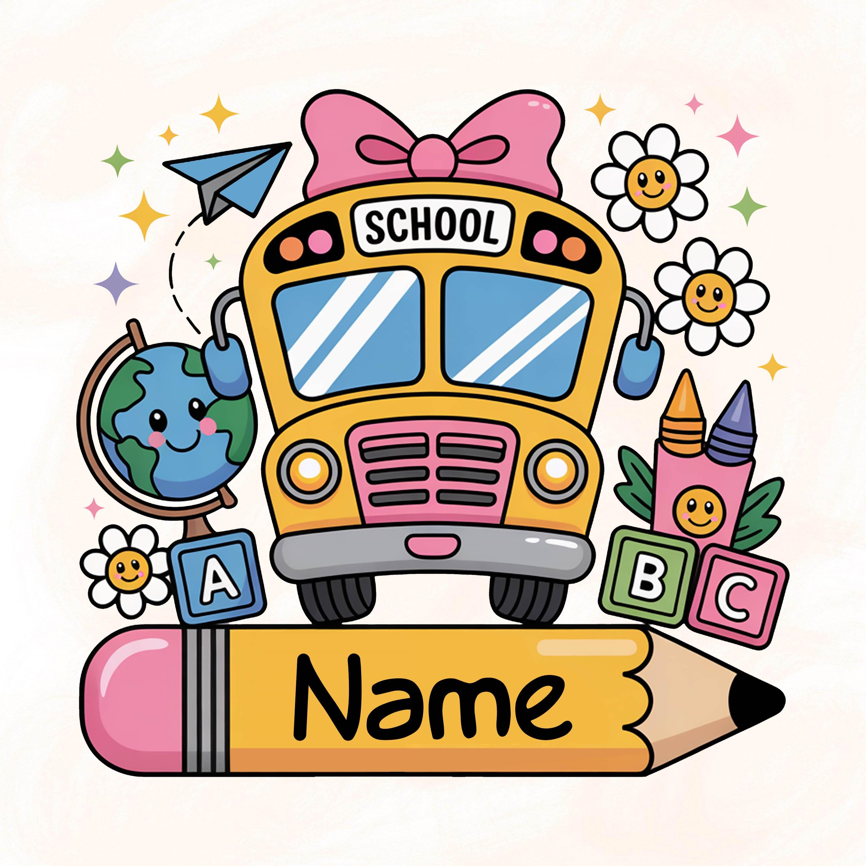 Personalized Back to School Png, Coquette School Girl Design, Preppy ...