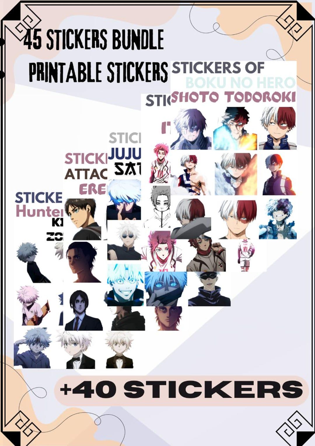 Digital Anime Stickers PNG | Transparent Files | Killua, Gojo, Todoroki ...