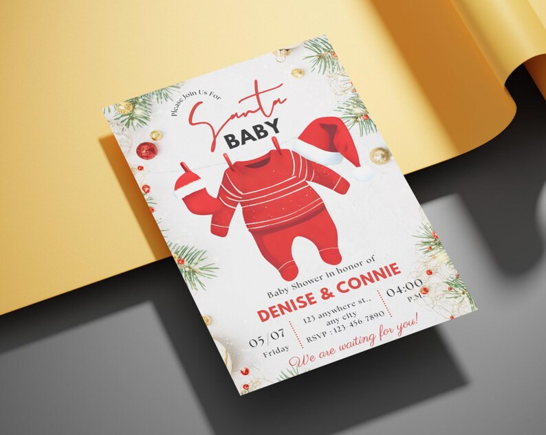 Editable Santa Baby Shower Invitation: Holiday Christmas Theme - Etsy