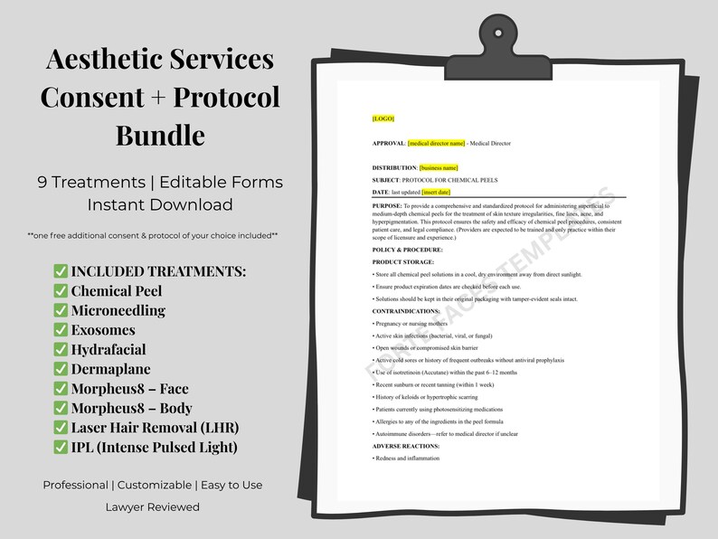 Aesthetic Medspa Consent & Protocol Bundle - Etsy