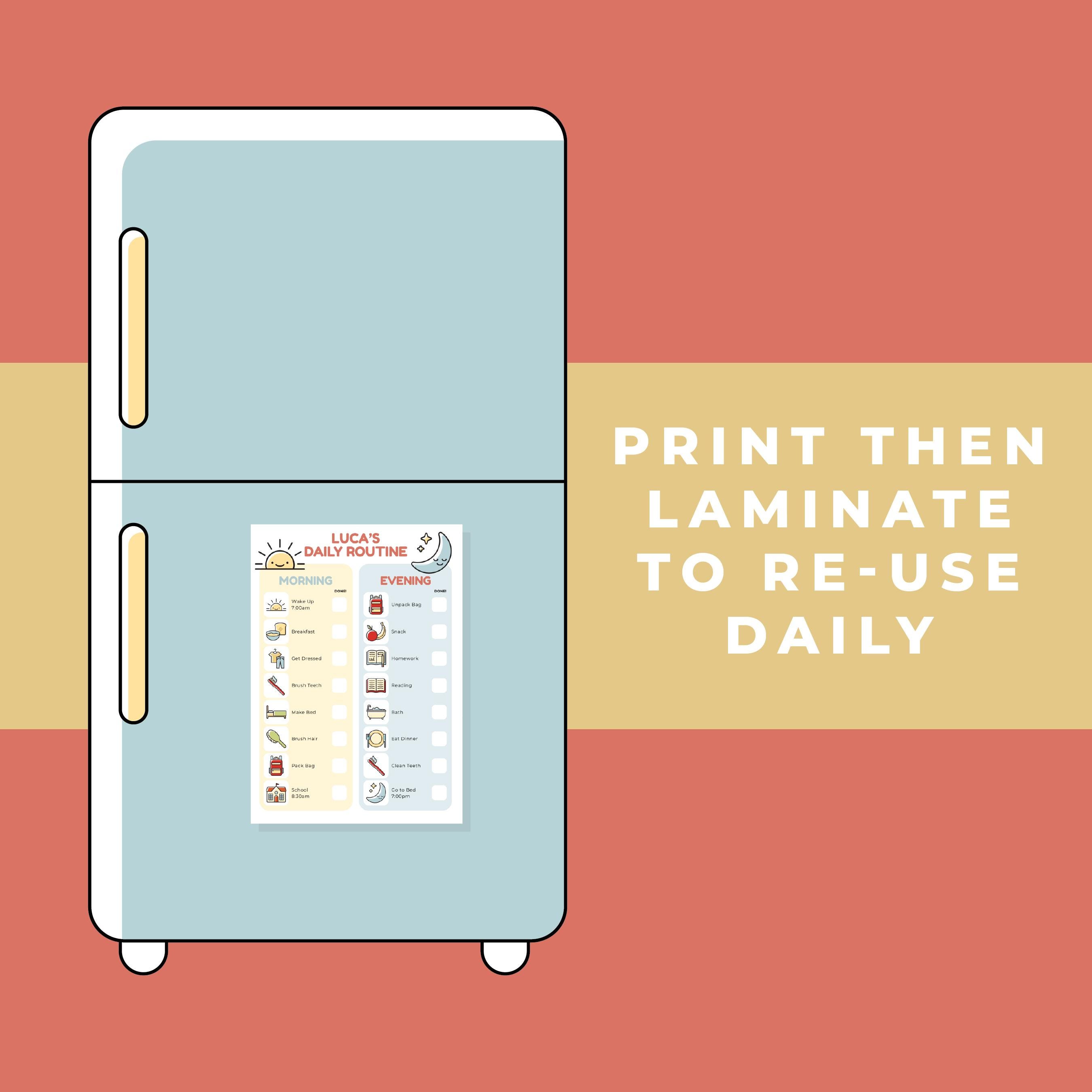 Printable Kids Morning & Evening Routine Chart | Editable Canva ...