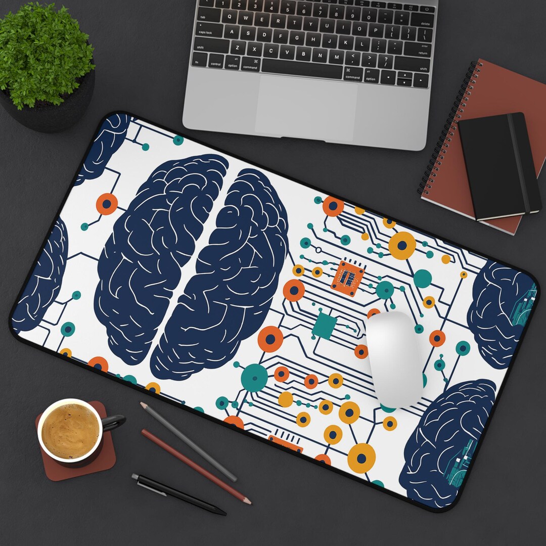 Brain Circuit Desk Mat - Geeky Office Decor, Gamer Gift, Inspirational ...