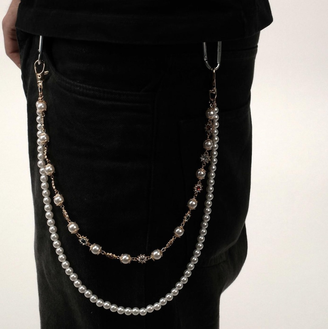 Double Layered Pearl Keychain – Streetwear Wallet Chain – Y2K Baggy ...