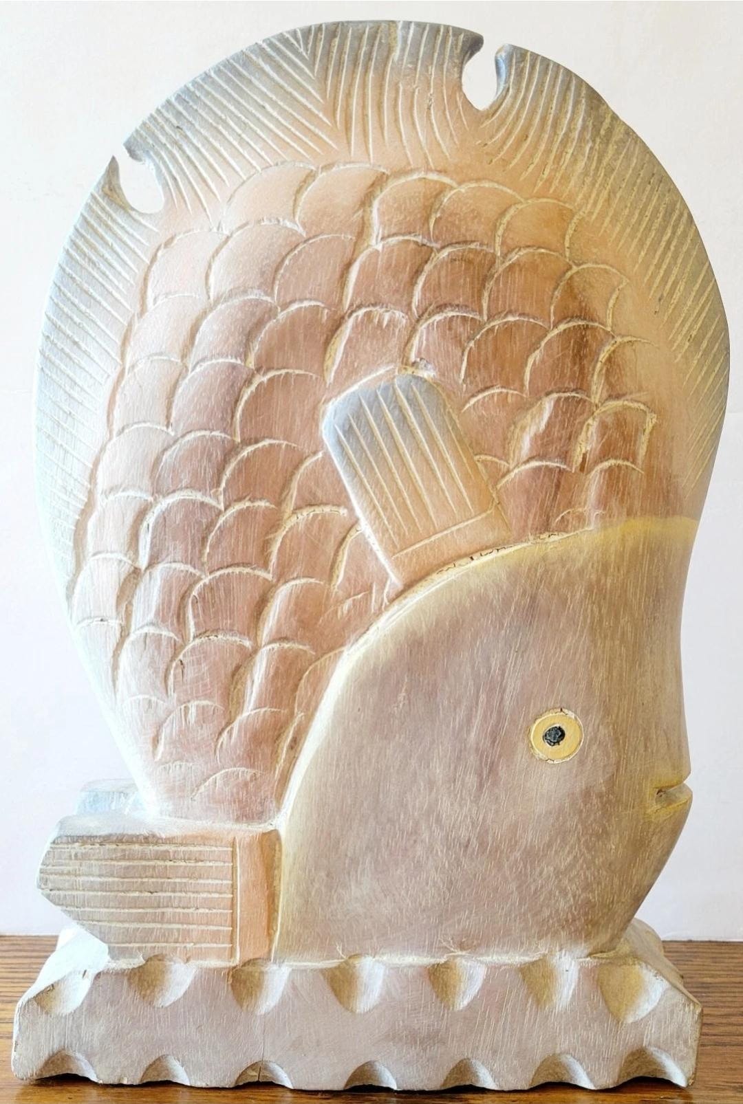 Hand-carved Albesia Wood Angel Fish Sculpture From Thailand - Etsy