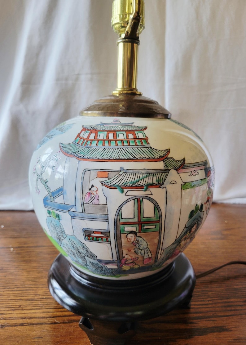 VTG Mid-20th C. Chinese Chinoiserie Ginger Jar Porcelain Lamp - Etsy