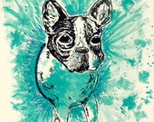 Items similar to Miss Turquoise, an Artist Dog with a Tutu- 8.3" x 11.7 ...