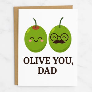 Olive You Dad Card- Printable Funny Father's Day Card-cute Digital Pun ...