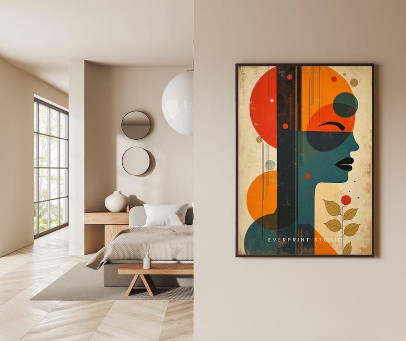 Solar Muse – Mid-century Modern Abstract Female Silhouette Print | Bold ...
