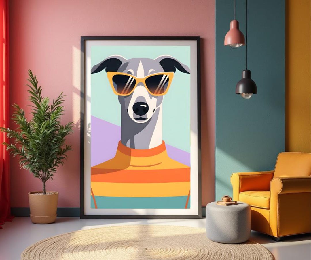 Groovy Greyhound Pop Art Print – Mid-century Modern Dog Wall Art, Retro ...