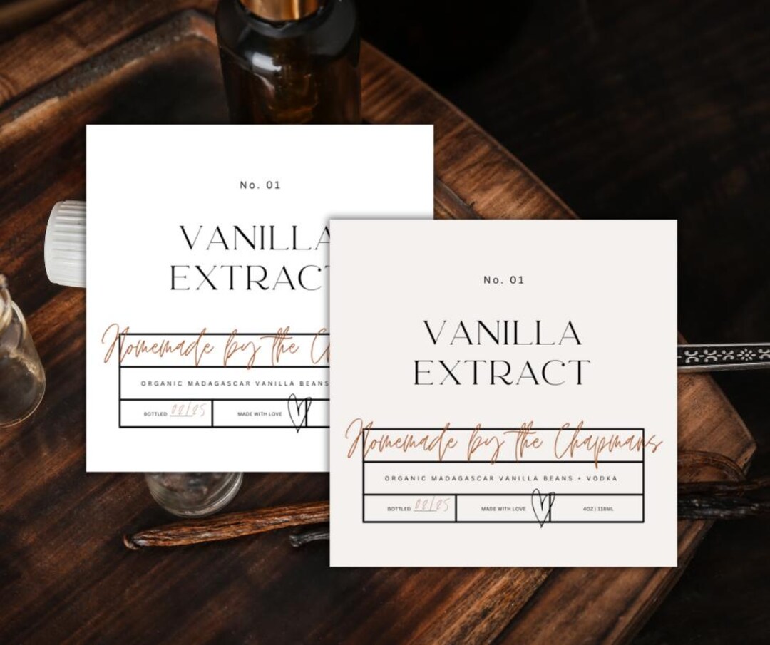 Vanilla Extract Label Template: Minimalist DIY Avery Stickers (digital ...
