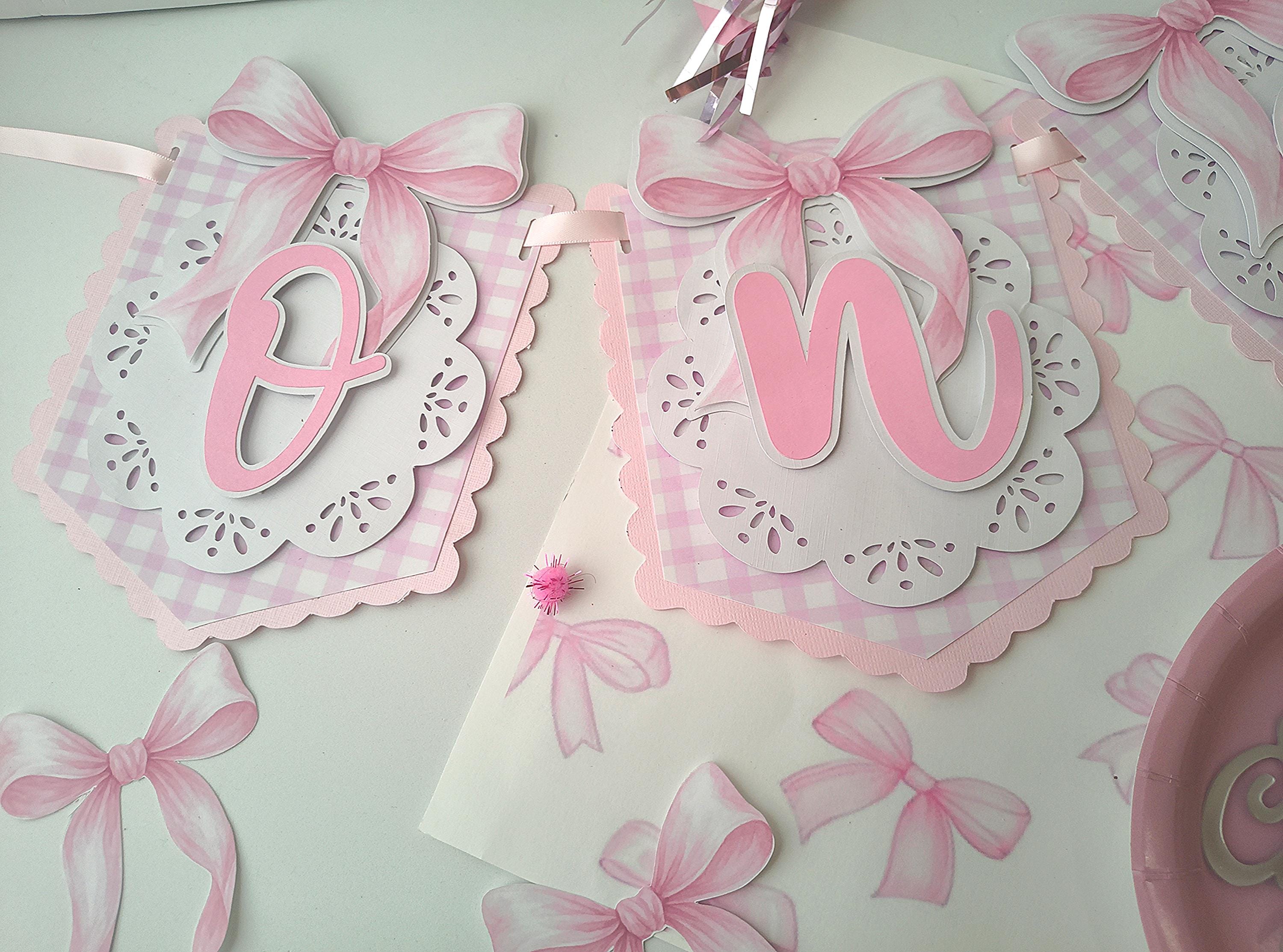 Coquette highchair banner/ Pink bow 3d letters/Coquette Birthday ...