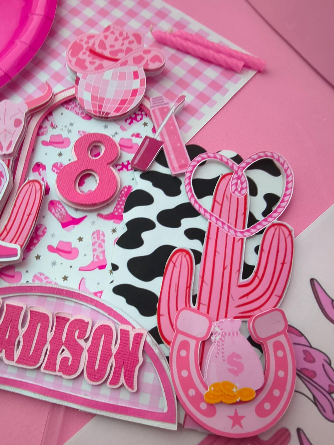 Cowgirl cake topper,pink decoration for a rodeo birthday party, first ...