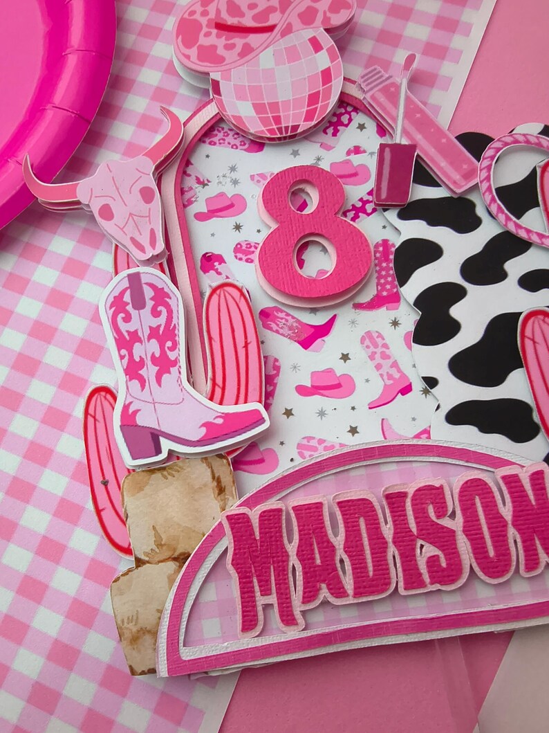 Cowgirl cake topper,pink decoration for a rodeo birthday party, first ...