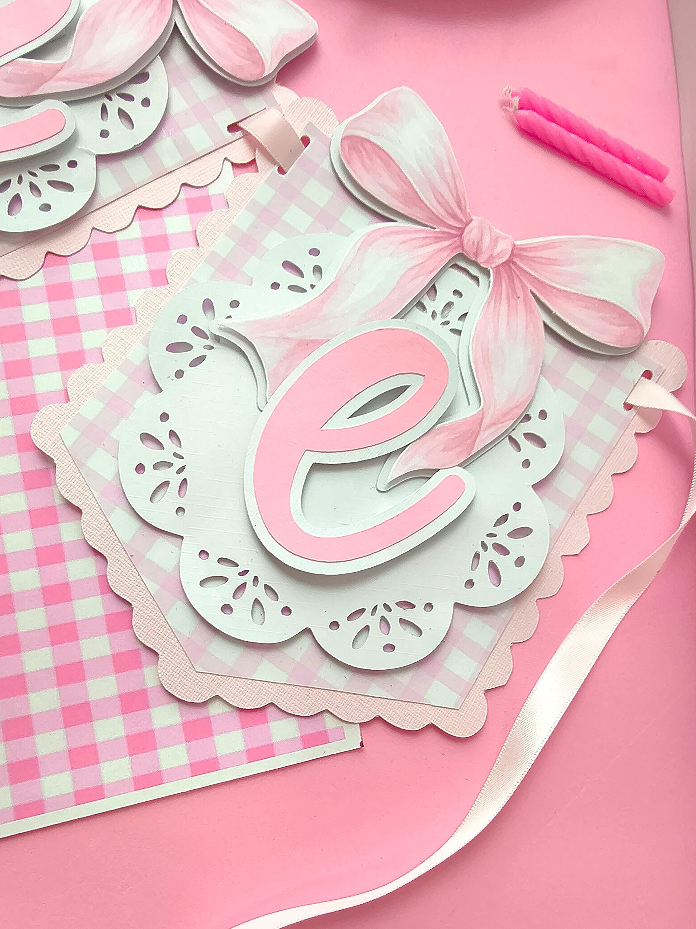 Coquette highchair banner/ Pink bow 3d letters/Coquette Birthday ...
