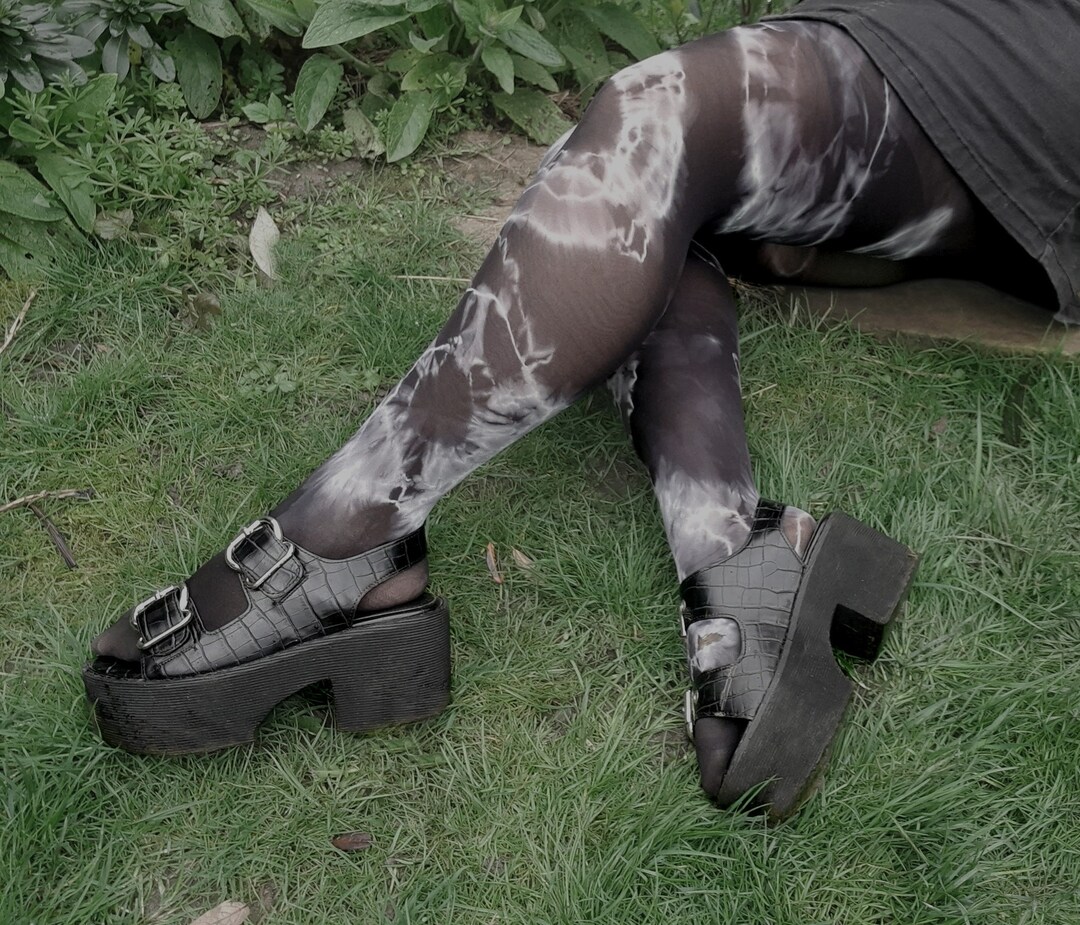 TIE DYE Tights - NEBULA Colourway Blue & Black - 50 Denier Dip Dye, Fun ...