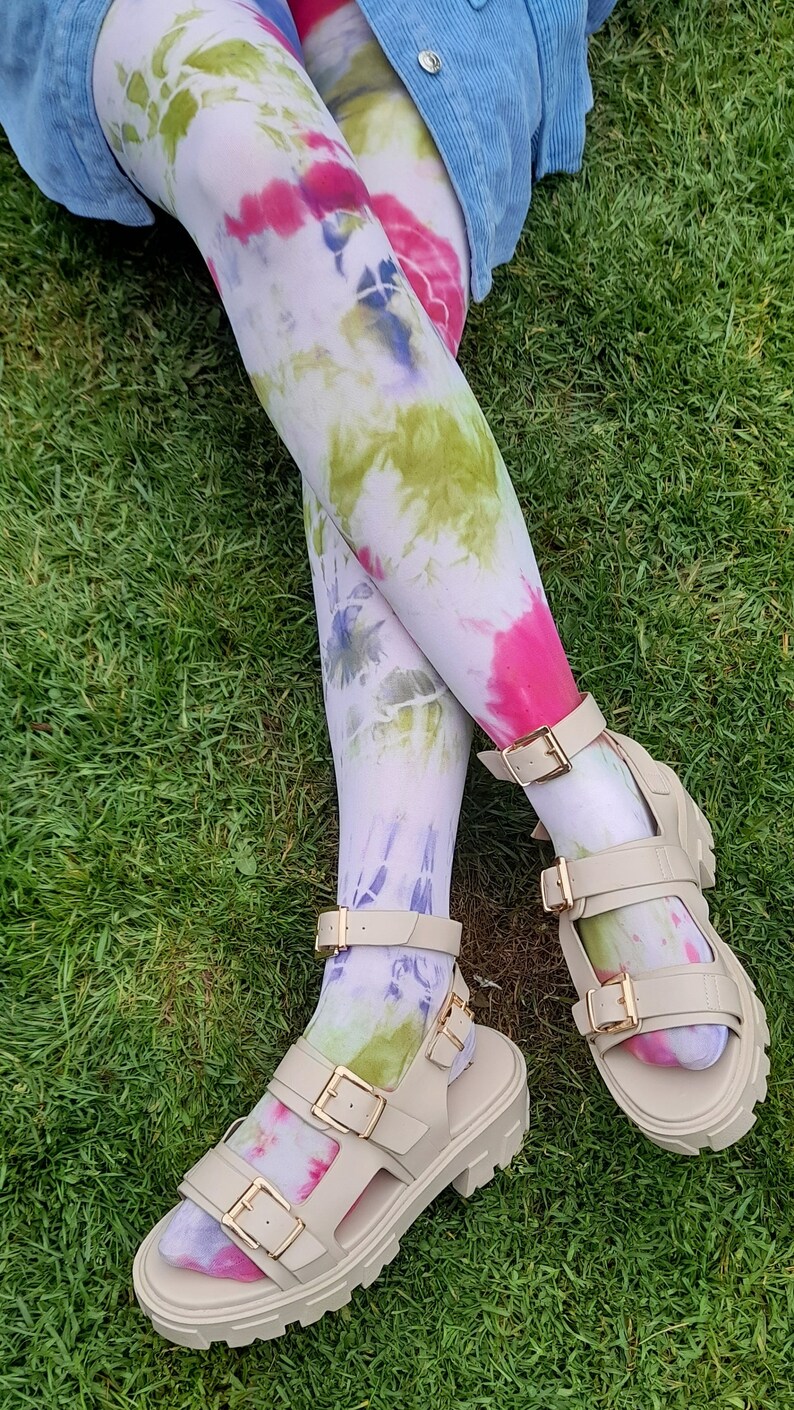 TIE DYE Tights - HYACINTH Colourway - 50 Denier Dip Dye, Fun, Unique ...