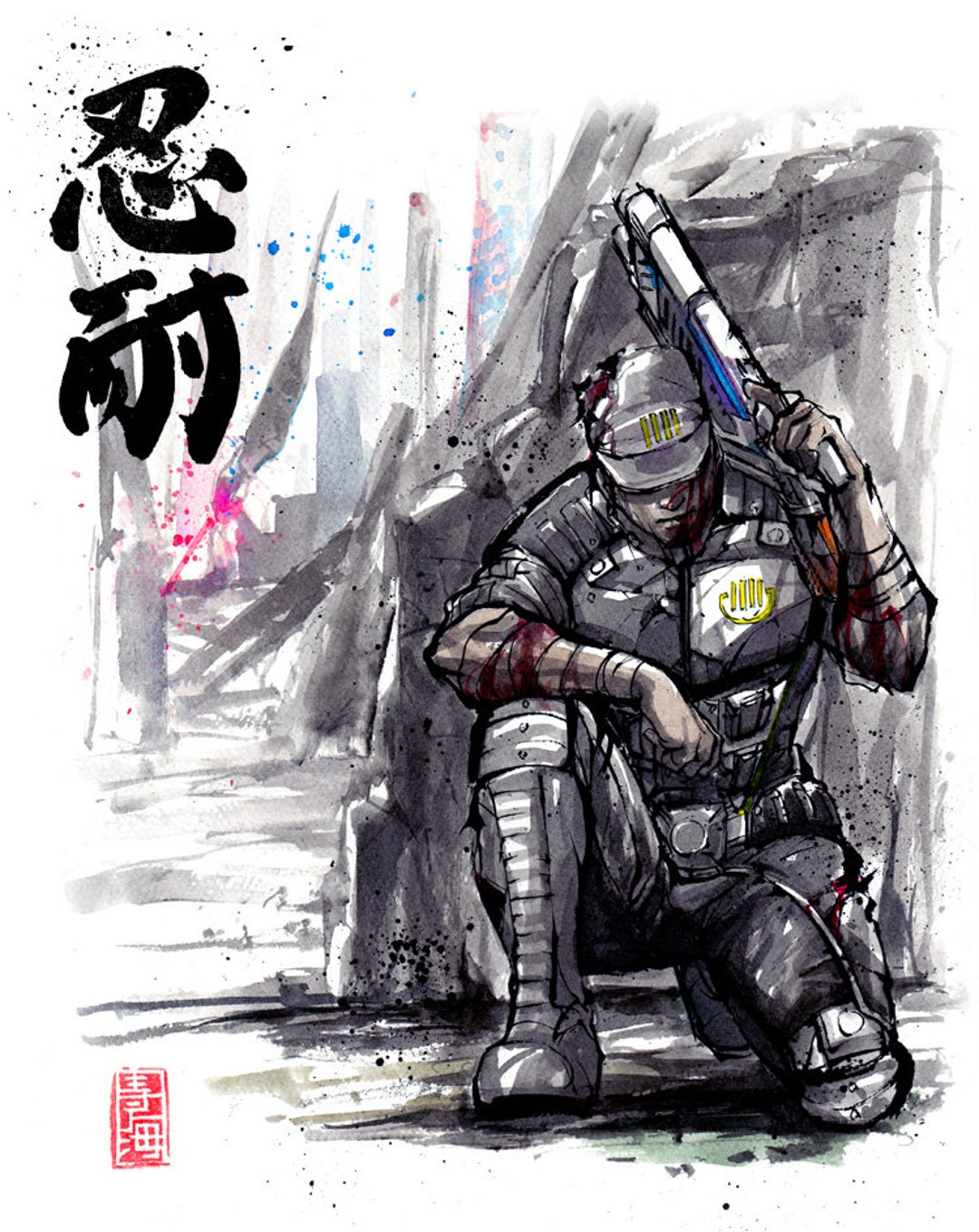 8x10 PRINT Mass Effect Anderson Japanese Calligraphy PERSEVERANCE - Etsy