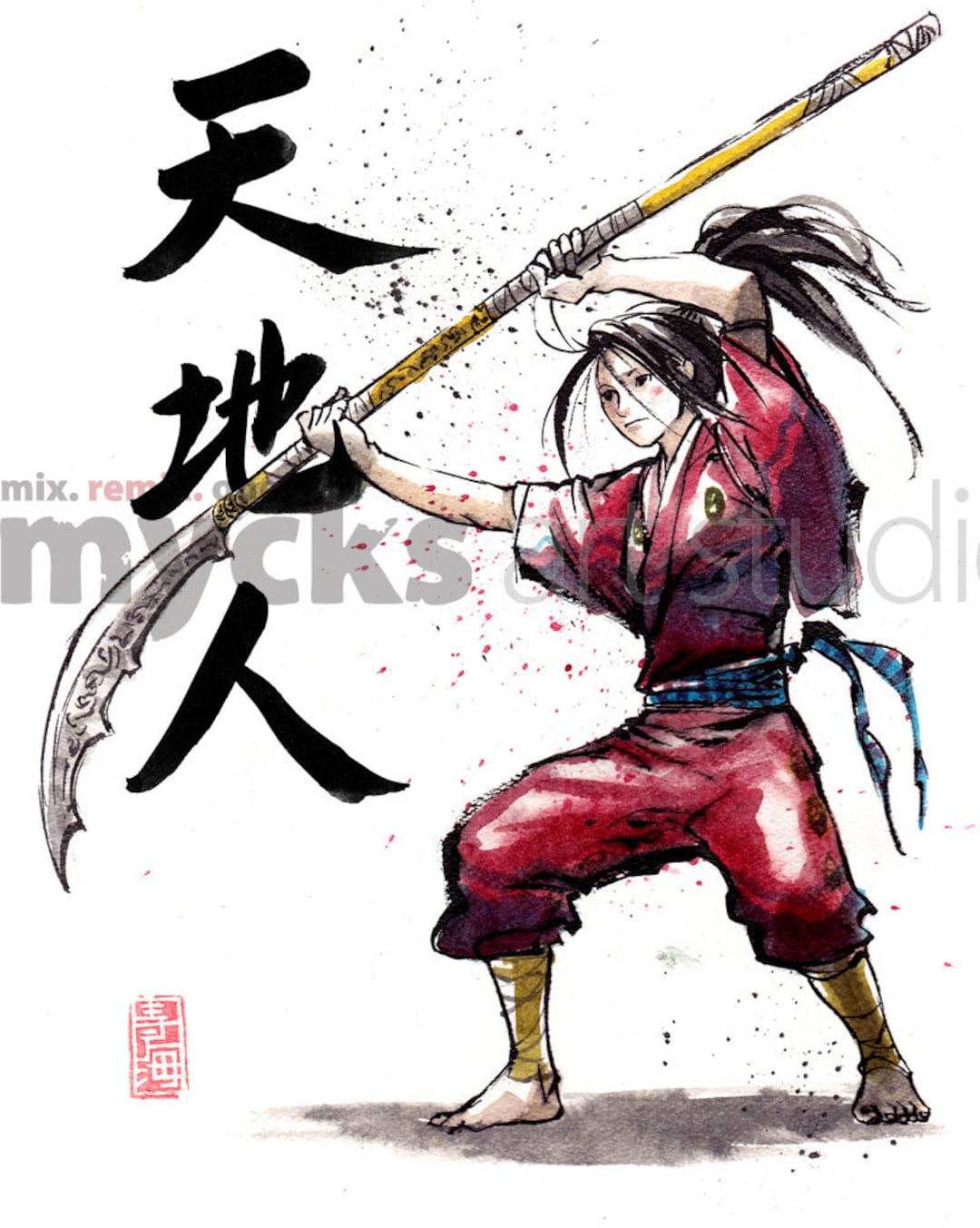 Print 8x10 Female Samurai Wielding Naginata Heaven and Earth Japanese ...