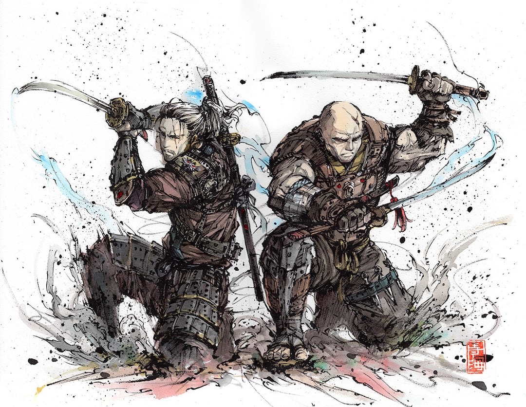 PRINT 8x10 Inches Samurai Duo - Geralt and Letho - Etsy