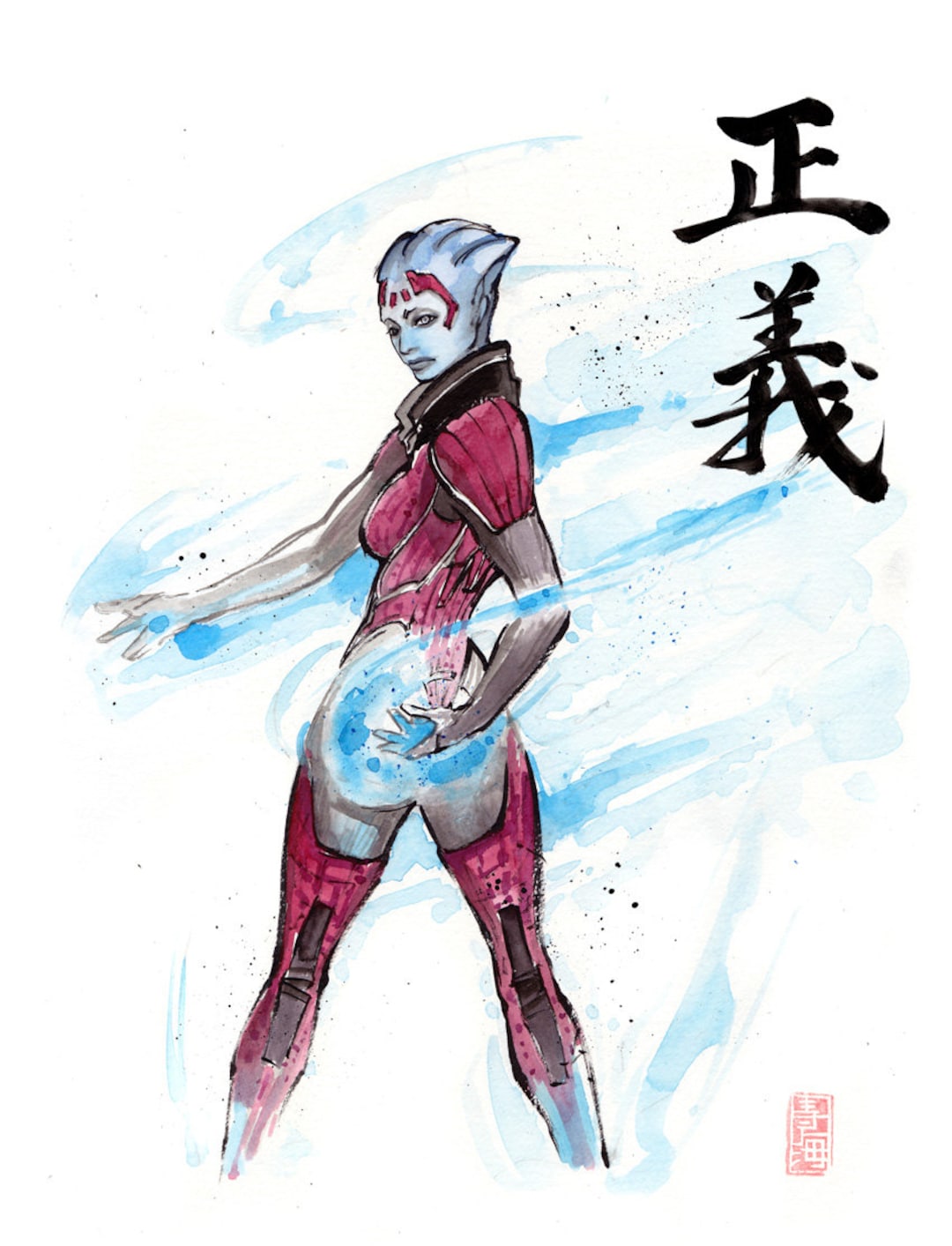 8x10 PRINT Mass Effect Samara Japanese Calligraphy JUSTICE - Etsy