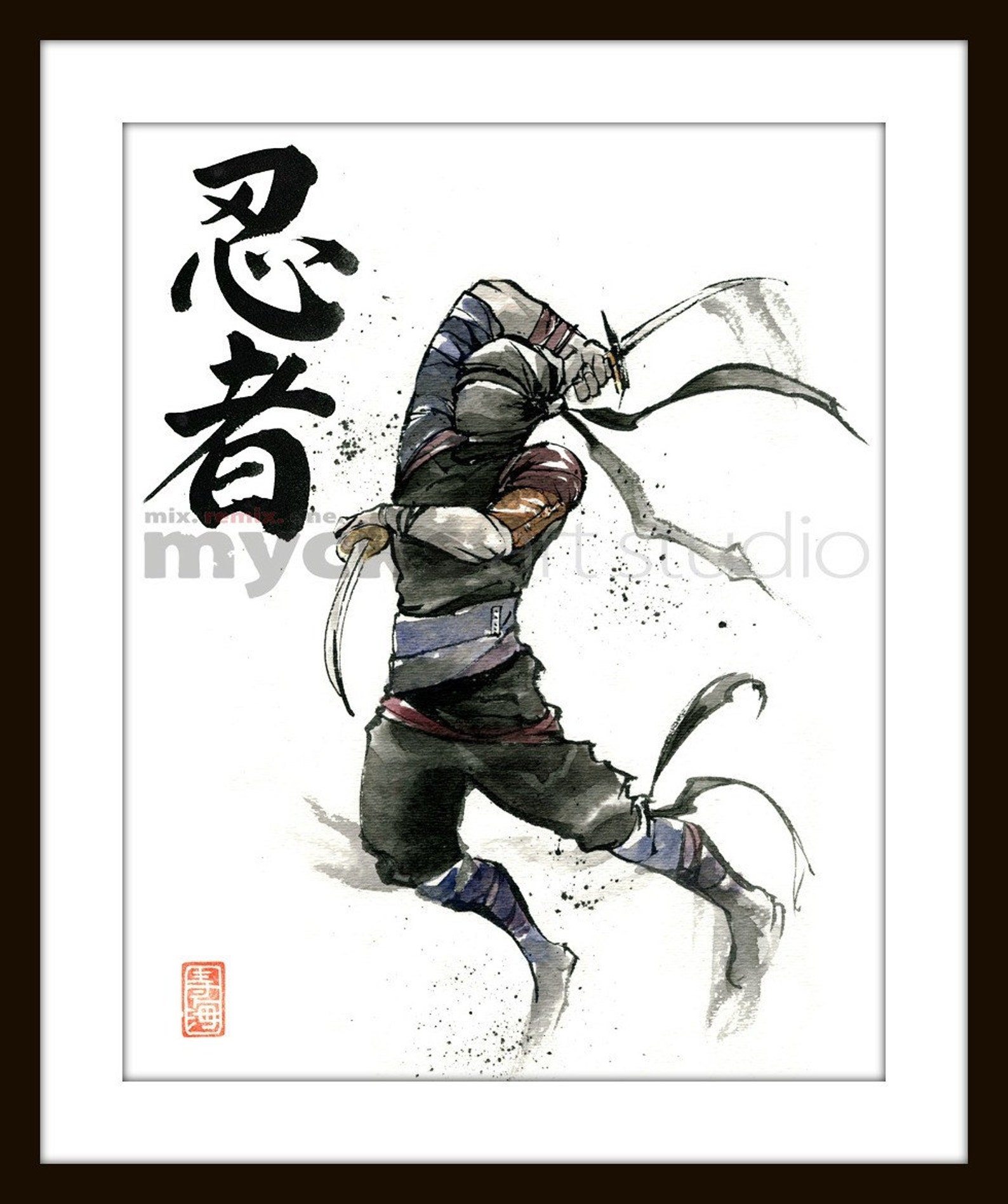 PRINT 8x10 NINJA Japanese Calligraphy by Mycks - Etsy UK