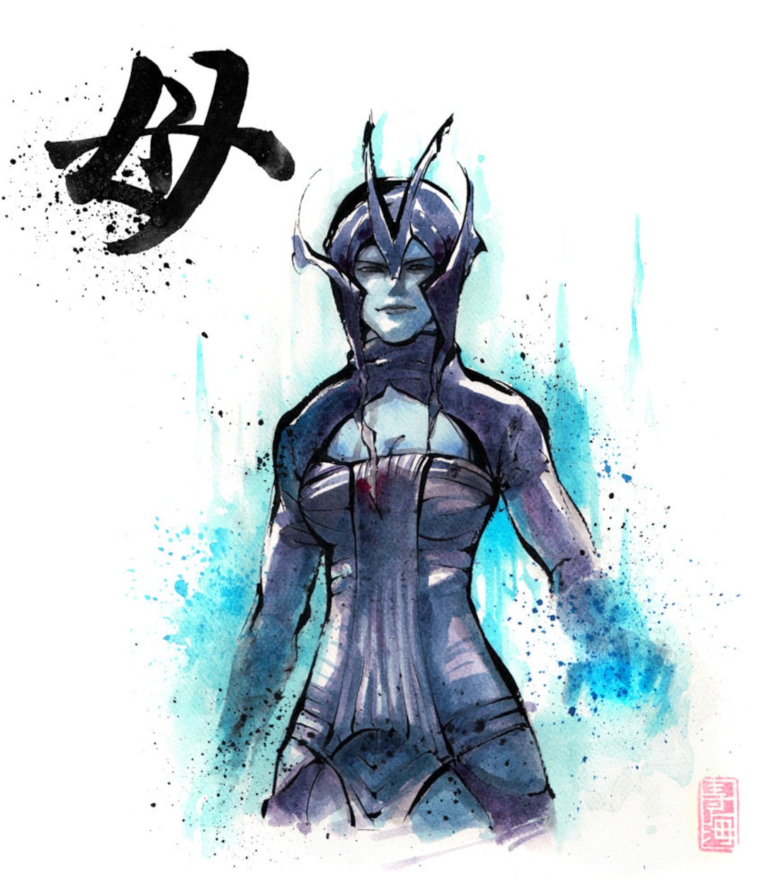 8x10 PRINT Mass Effect Matriarch Benezia Japanese Calligraphy Mother - Etsy