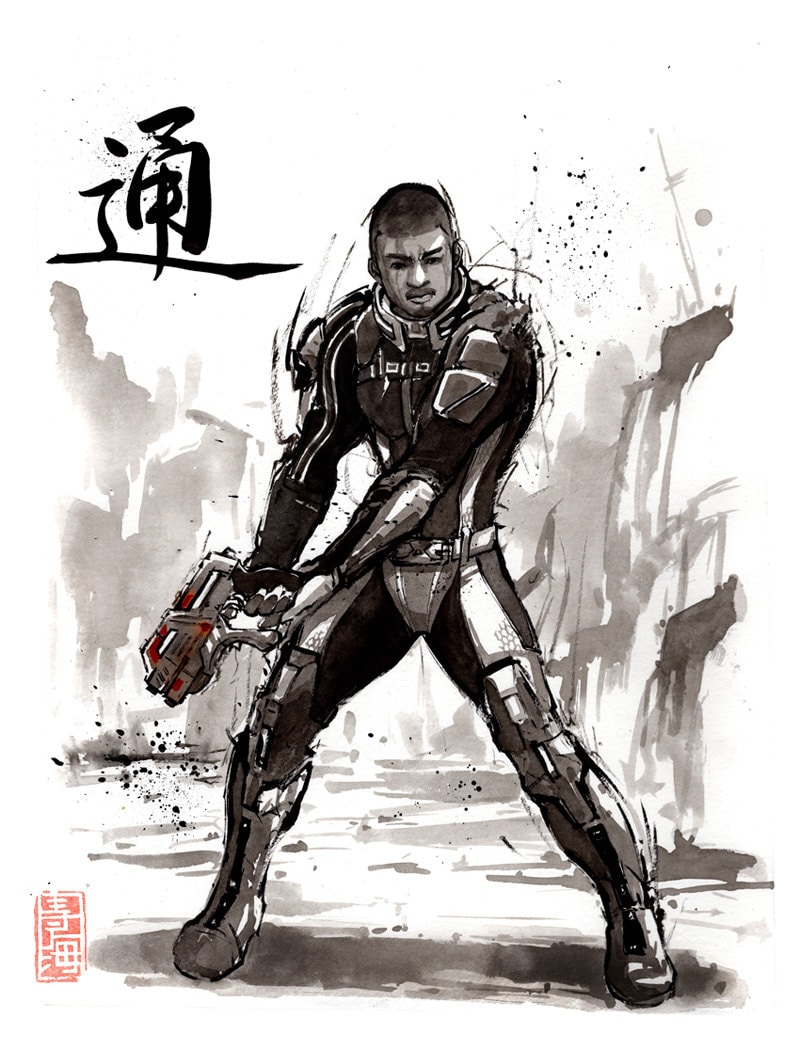 8x10 Print Mass Effect Jacob Japanese Calligraphy Connection ...