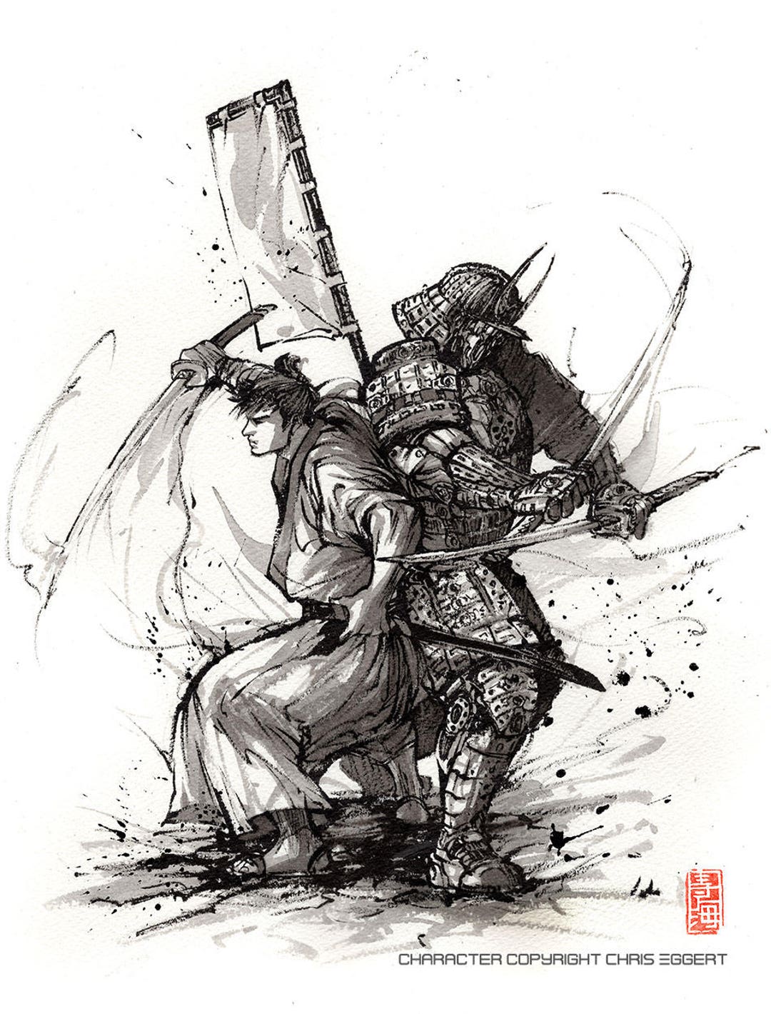 SAMURAI - Print 8x10 Steampunk Style Samurai Duo Armor Warriors - Etsy