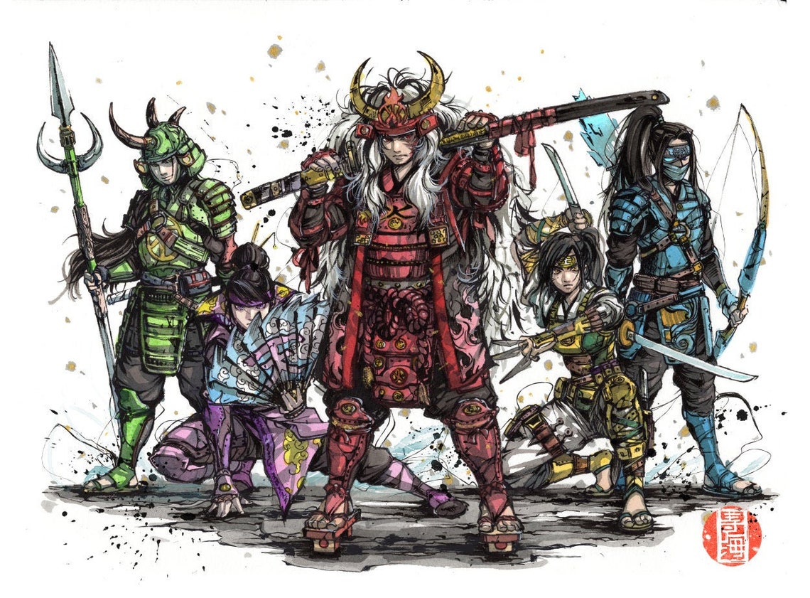 10x8 Fine Art Print Samurai Power Rangers Warriors | Etsy