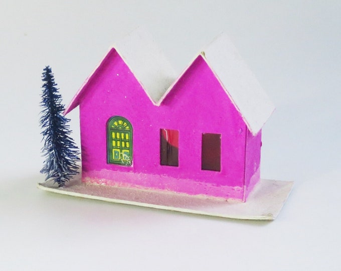 Vintage Pink Putz House • Made in Japan • Kitsch Pink Christmas ...