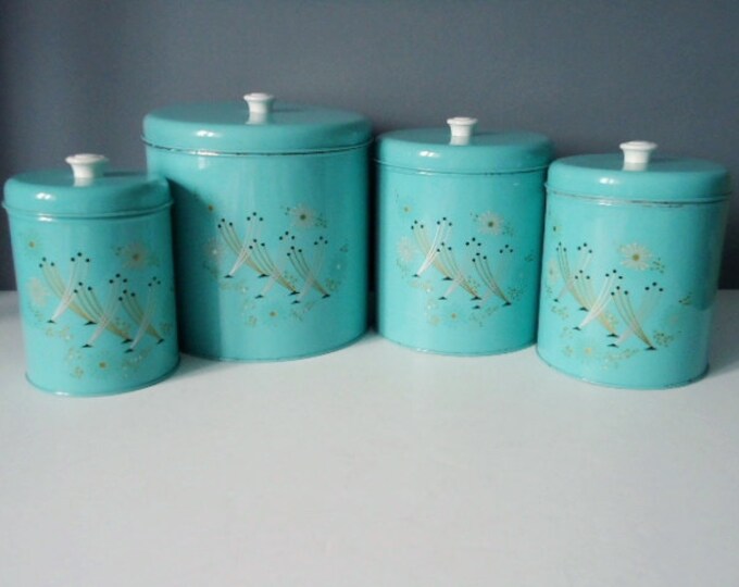 Turquoise Kitchen Canister Set From the 1950s - Etsy