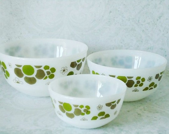 Anchor Hocking Flower Power Nesting Bowl Set - Retro Hippie Glass Bowls ...