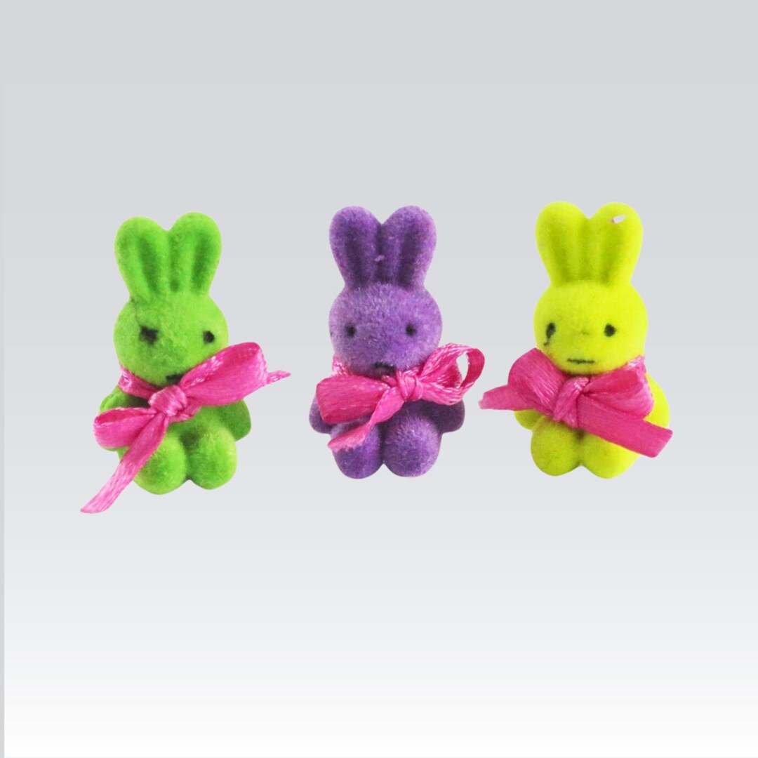 Mini Flocked Bunny Rabbits: Spring Craft Miniatures, Set of 3 - Etsy