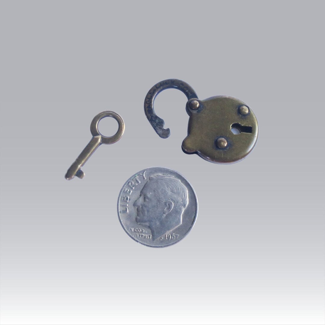 1940s Mini Brass Eagle Padlock With Key, Antique Lock and Key ...