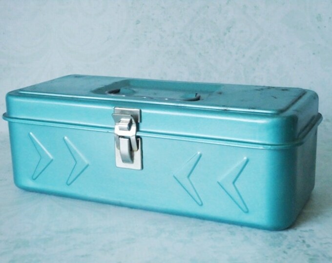 MCM Teal Metal Tool Box - Vintage Metallic Blue Tackle Box - Vintage ...
