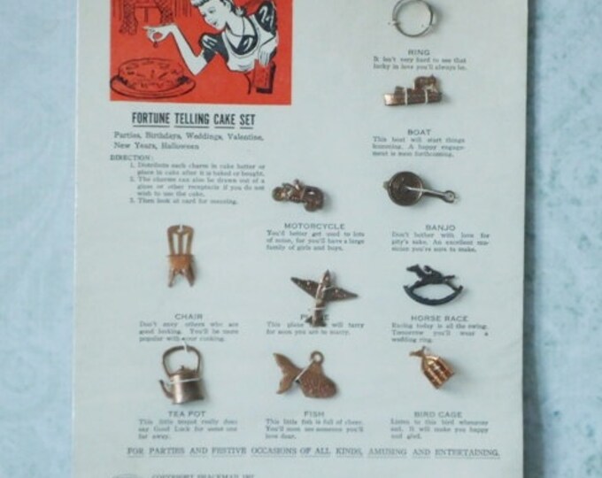 Wedding Cake Fortune Telling Charm Set 1970s - Vintage Cake Charm Set ...