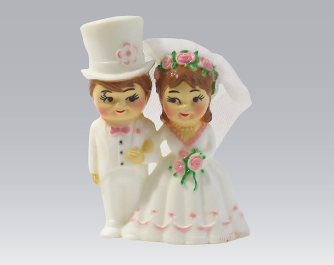 Vintage Miniature Bride and Groom Figurine With Real Veil, Mini Wilton ...