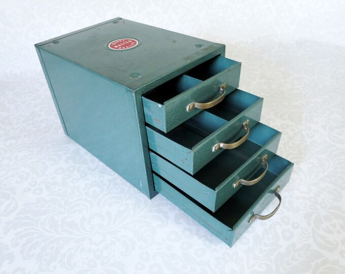 Desk Top Storage Cabinet - Industrial Teal Tool Box or Storage Chest ...